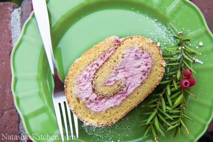Biskvit Raspberry Roulade (Roulette) Cake - Рулет