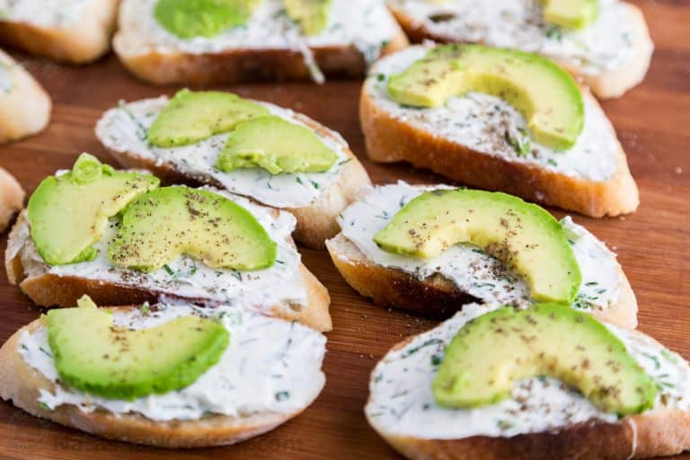 Canapes with Garlic Herb Cream Cheese and Avocado