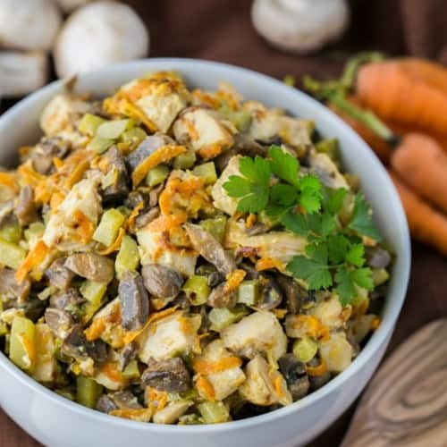 Chicken and Mushroom Wedding Salad - NatashasKitchen.com