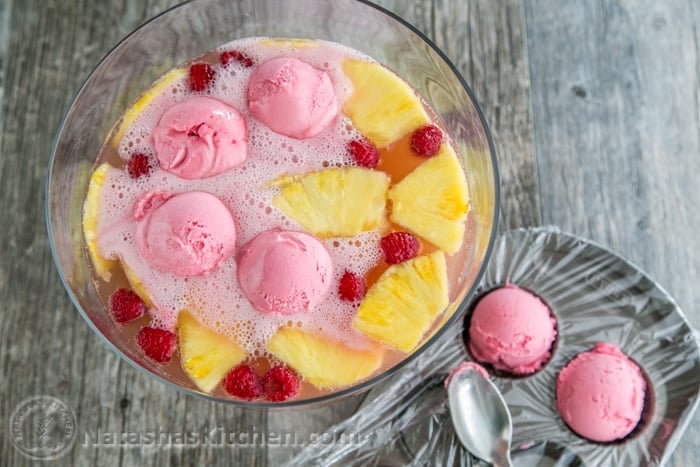 Raspberry Sherbet Party Punch, Sorbet Punch, Party Punch Recipe