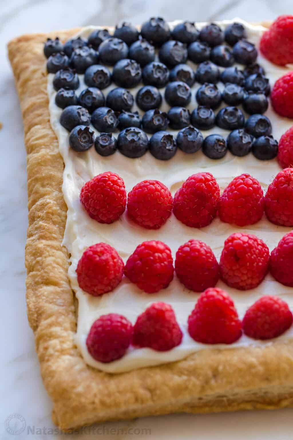 Berry Puff Pastry Tart - Patriotic Dessert - NatashasKitchen.com
