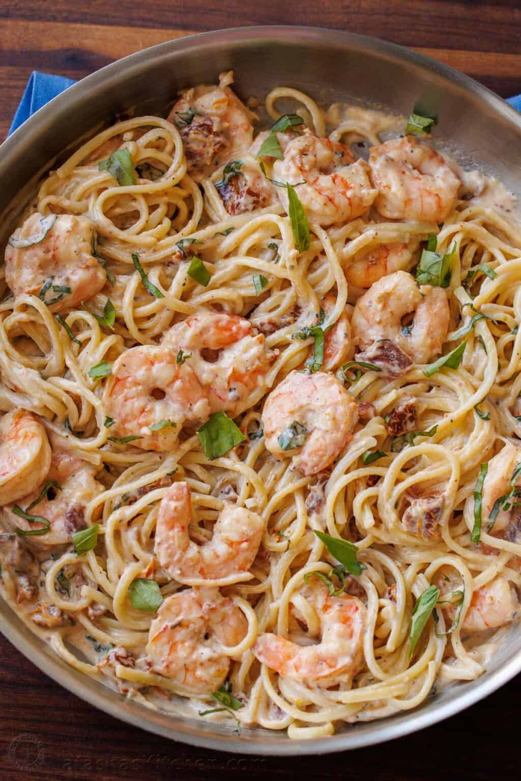 Tuscan Shrimp Pasta Recipe (VIDEO) - NatashasKitchen.com