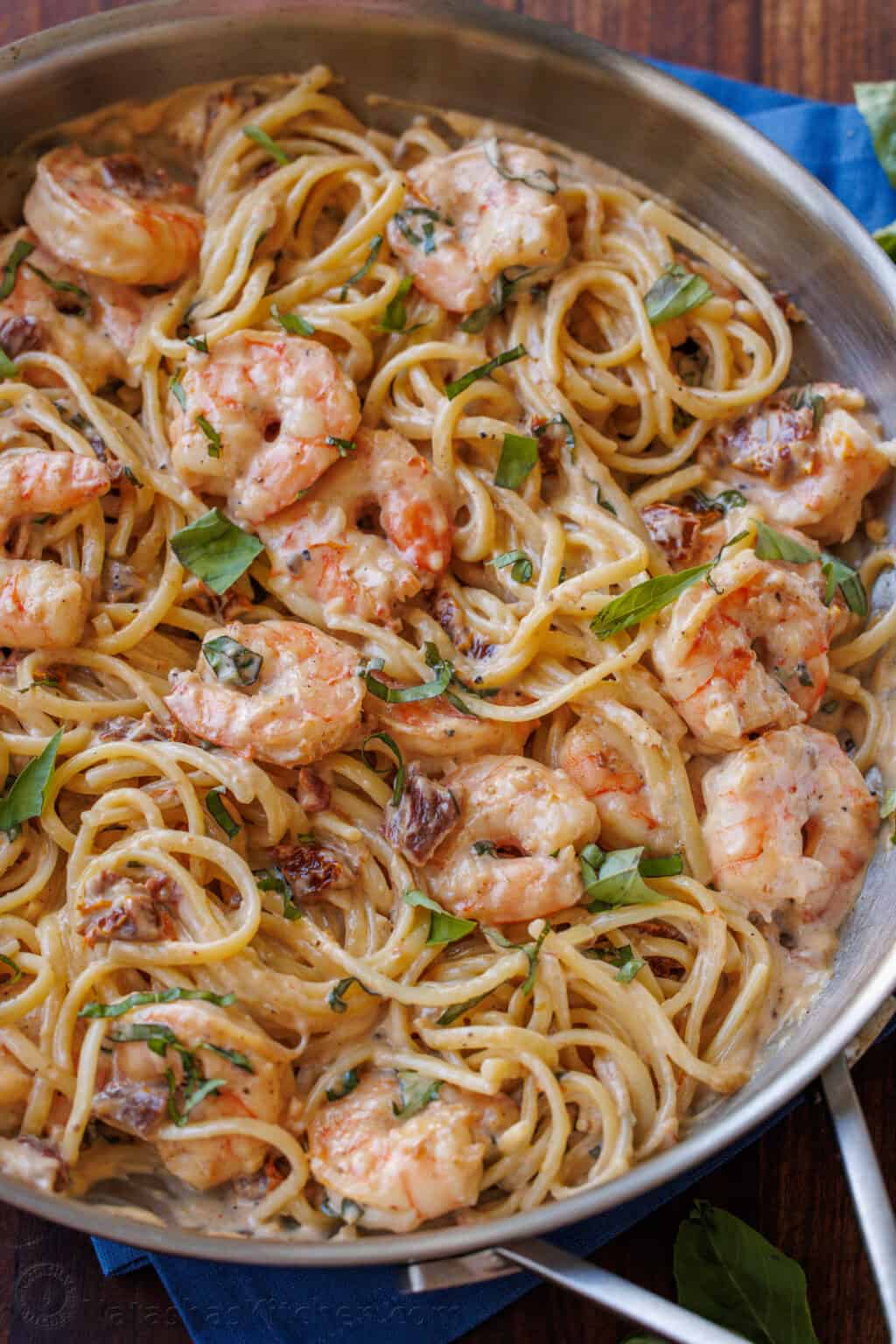 Tuscan Shrimp Pasta Recipe (VIDEO) - NatashasKitchen.com