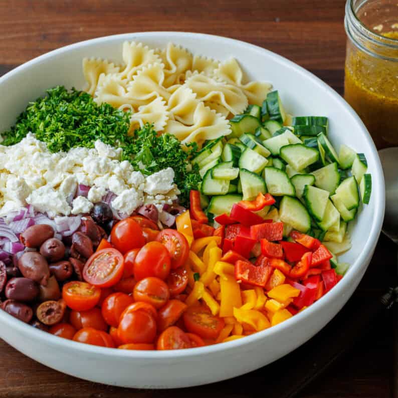 Greek Pasta Salad Recipe (VIDEO) - NatashasKitchen.com