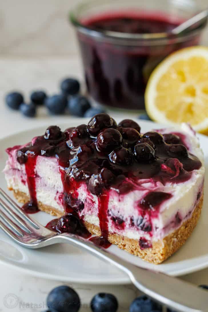 No-Bake Blueberry Cheesecake (VIDEO) - NatashasKitchen.com