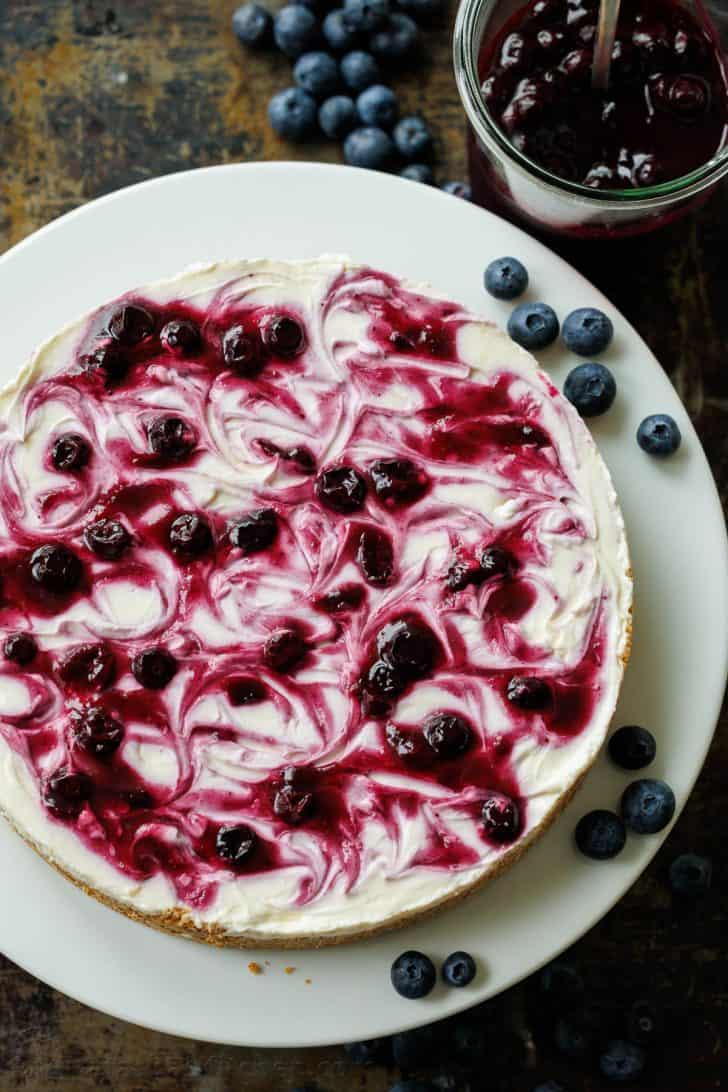 No-Bake Blueberry Cheesecake (VIDEO) - NatashasKitchen.com