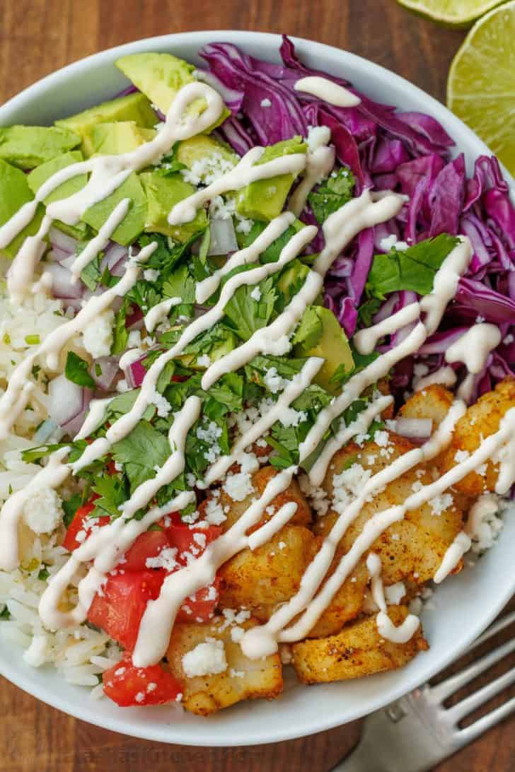 Fish Taco Bowl Recipe (VIDEO) - NatashasKitchen.com