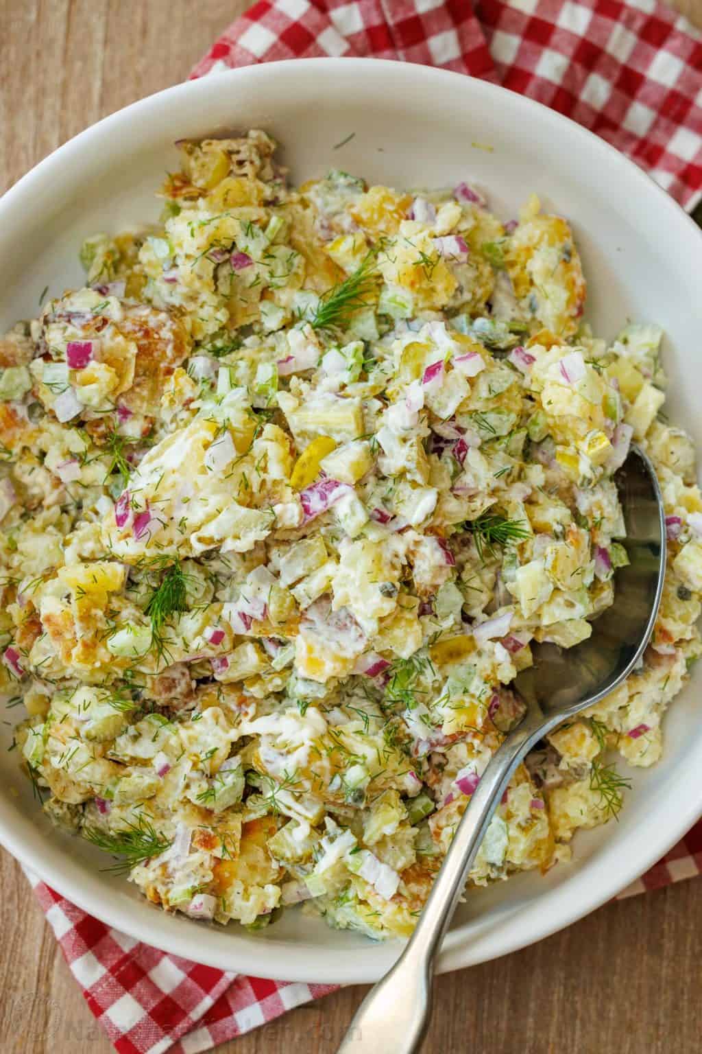 Smashed Potato Salad Recipe (VIDEO) - NatashasKitchen.com