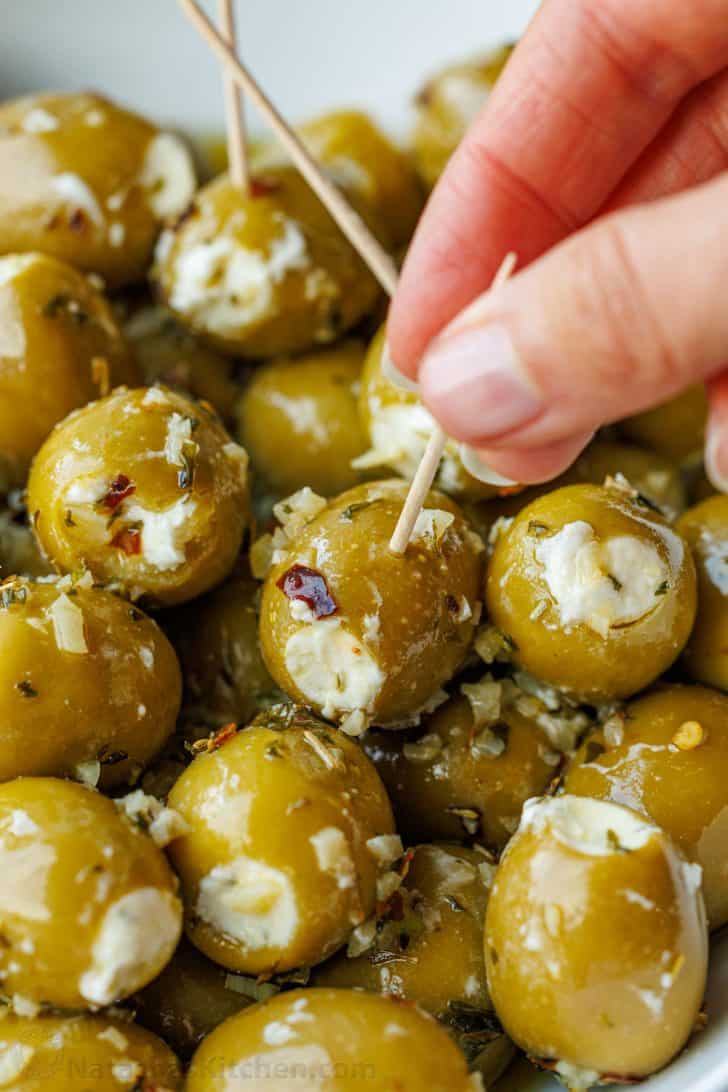Stuffed Olives (VIDEO) - NatashasKitchen.com
