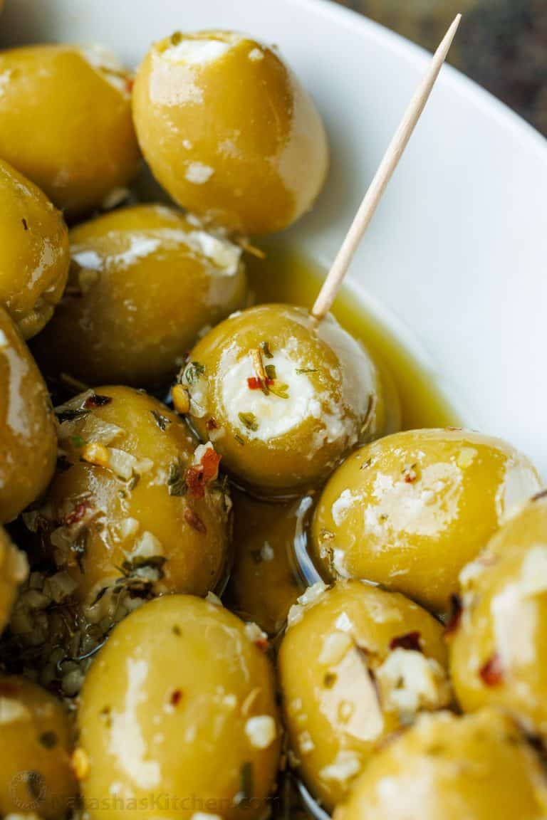 Stuffed Olives (VIDEO) - NatashasKitchen.com