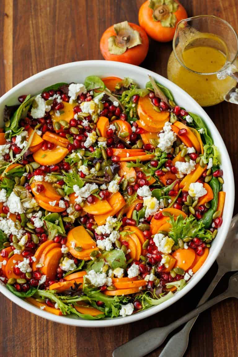Persimmon Salad with Maple Vinaigrette (VIDEO) - NatashasKitchen.com