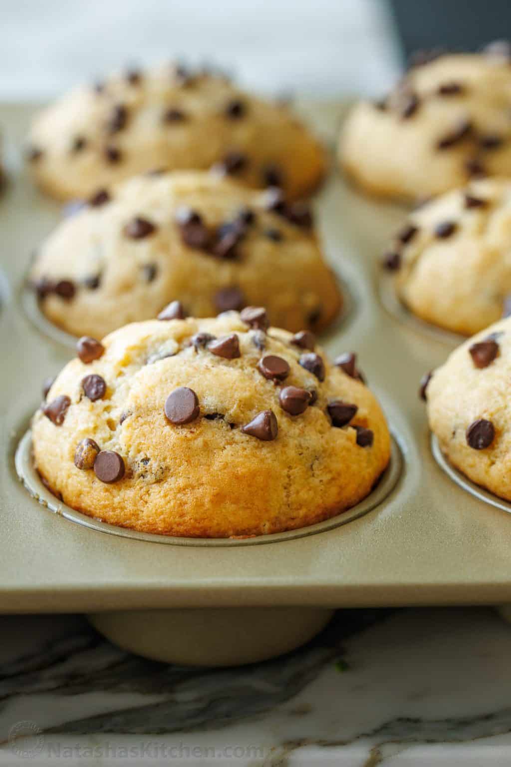 Chocolate Chip Muffins (Bakery Style)