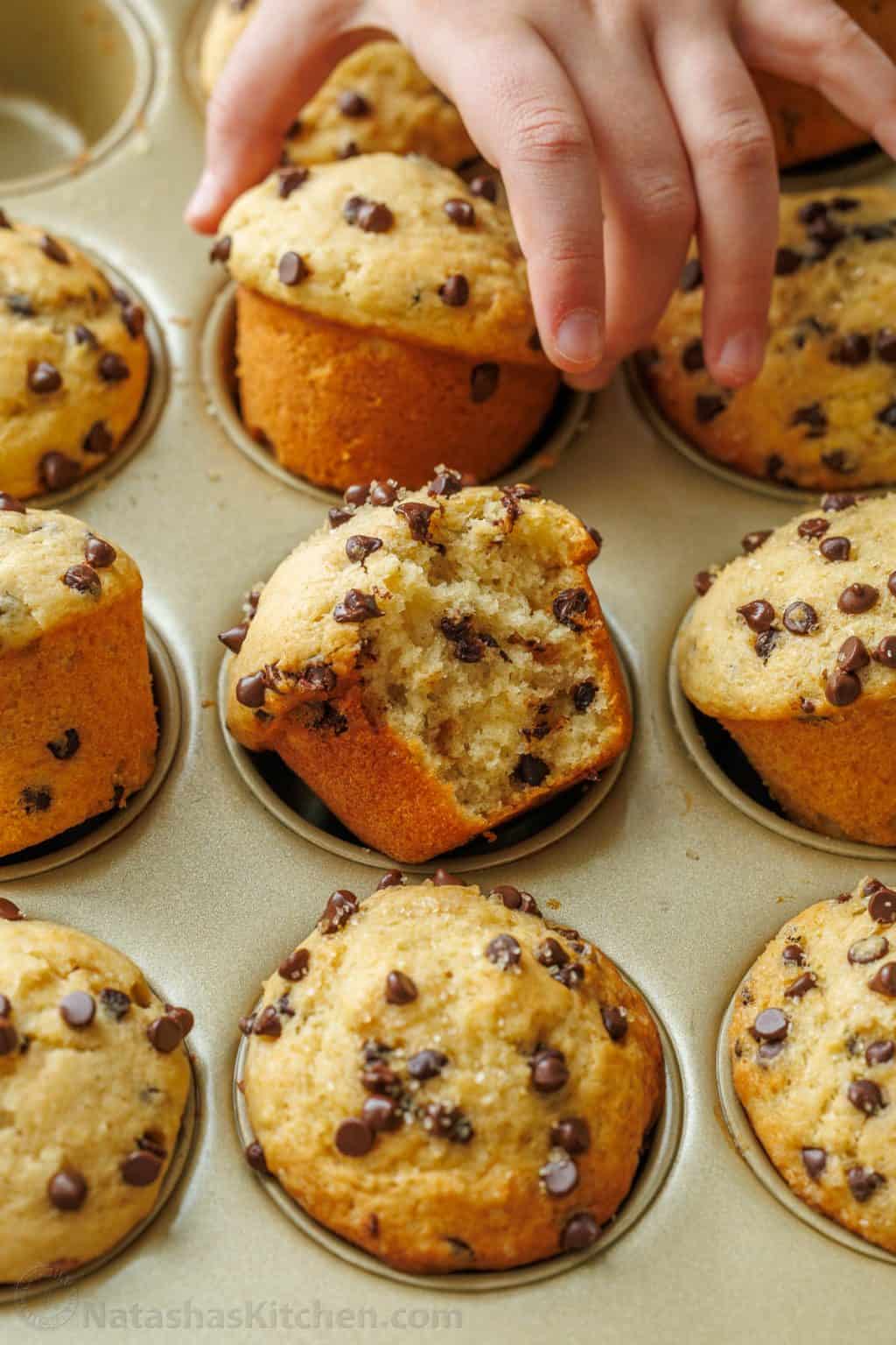 Chocolate Chip Muffins (Bakery Style)