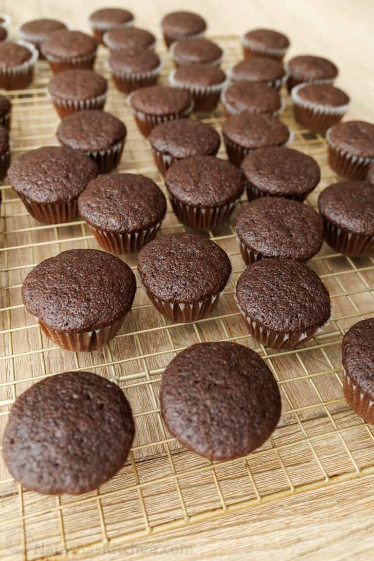 Mini Chocolate Cupcakes - NatashasKitchen.com