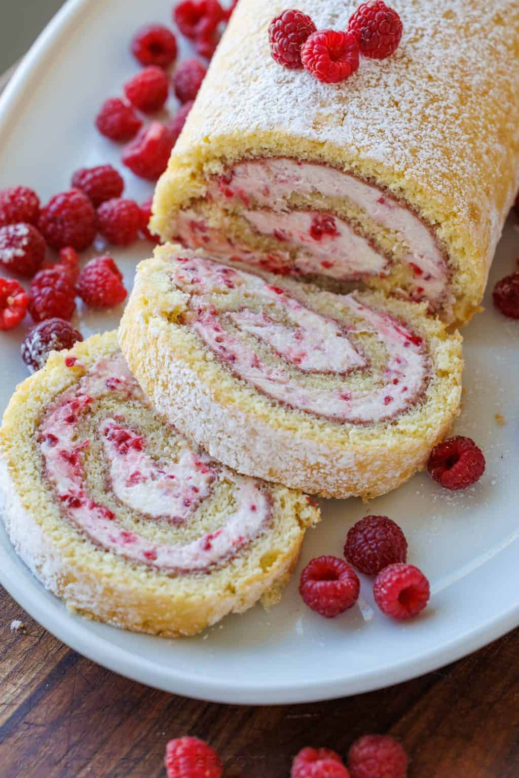 Raspberry Swiss Roll Cake (with Video)
